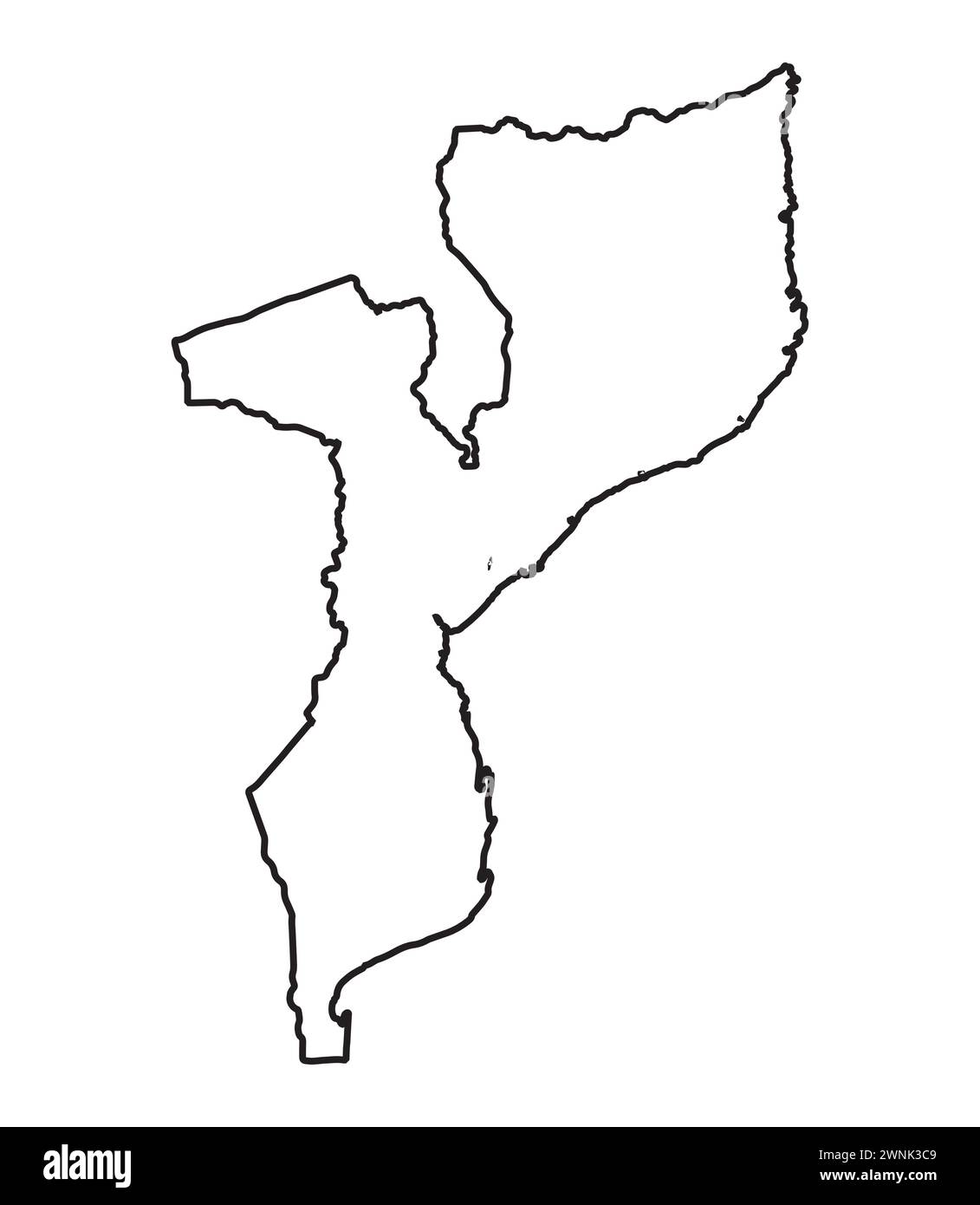 Mozambique black outline silhouette map isolated over a white ...