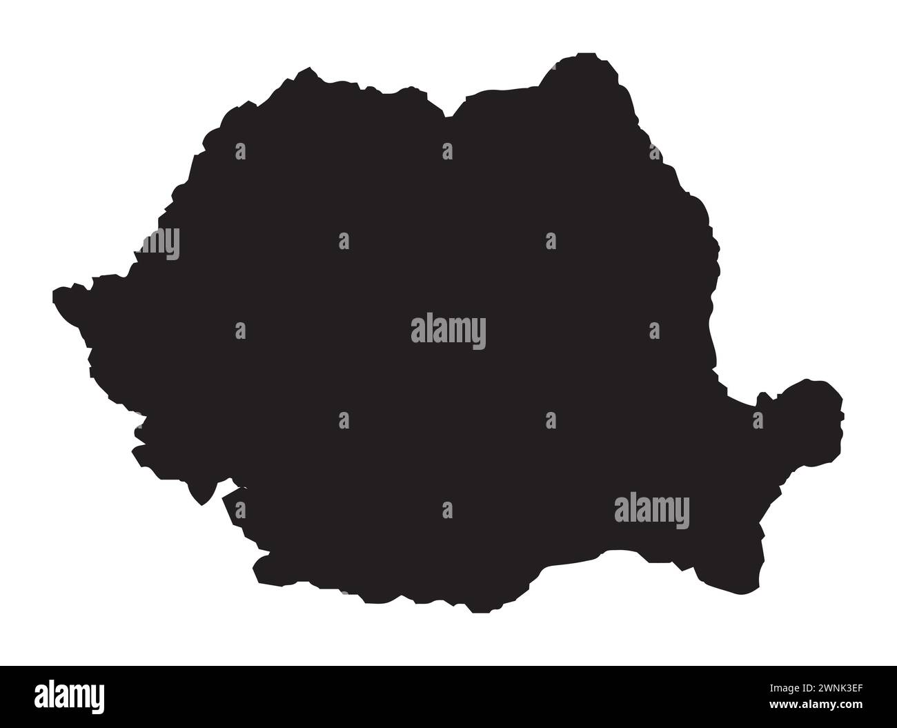 Outline silhouette map of Romania over a white background Stock Vector ...