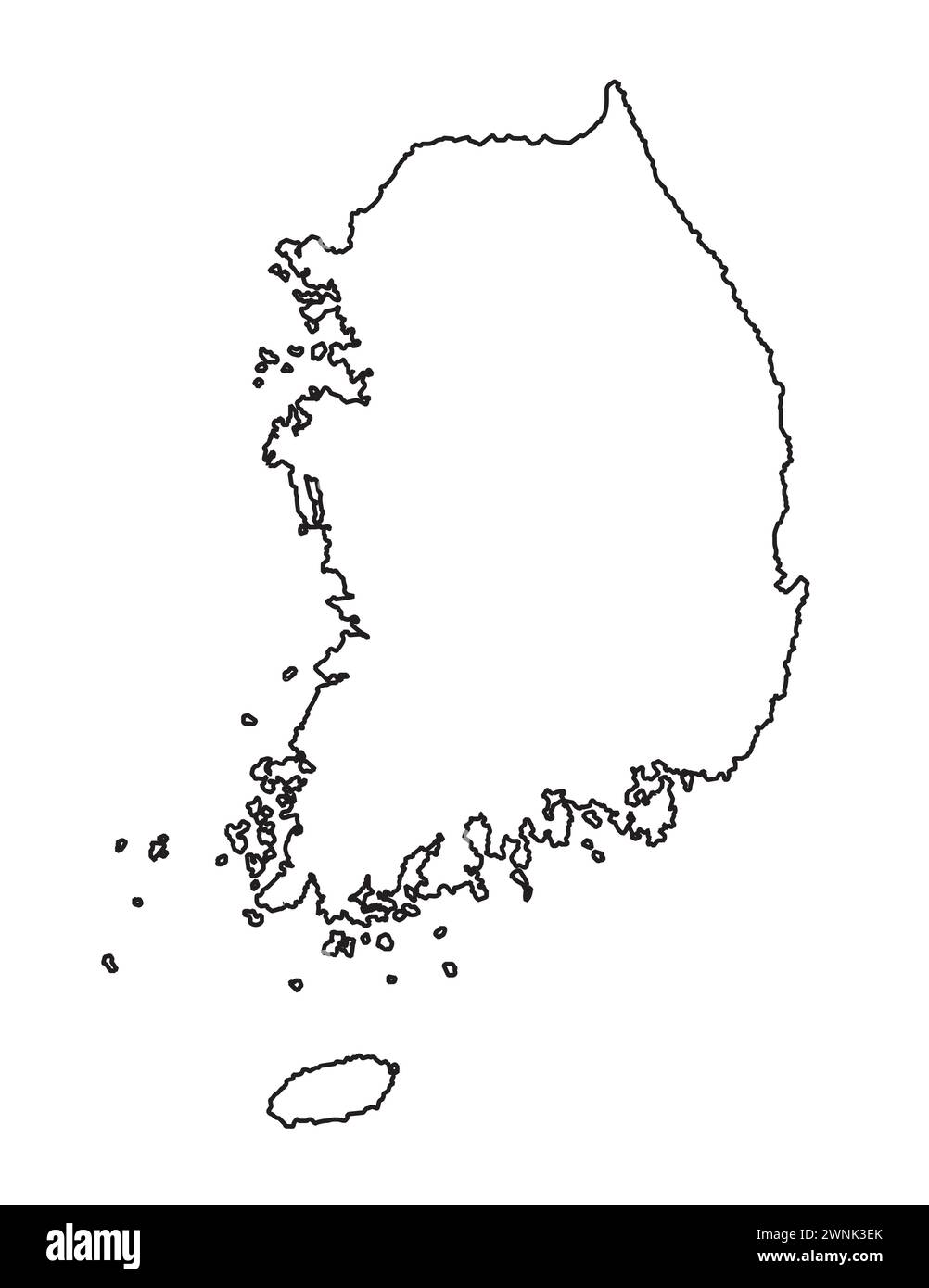 Outline silhouette map of South Korea over a white background Stock ...