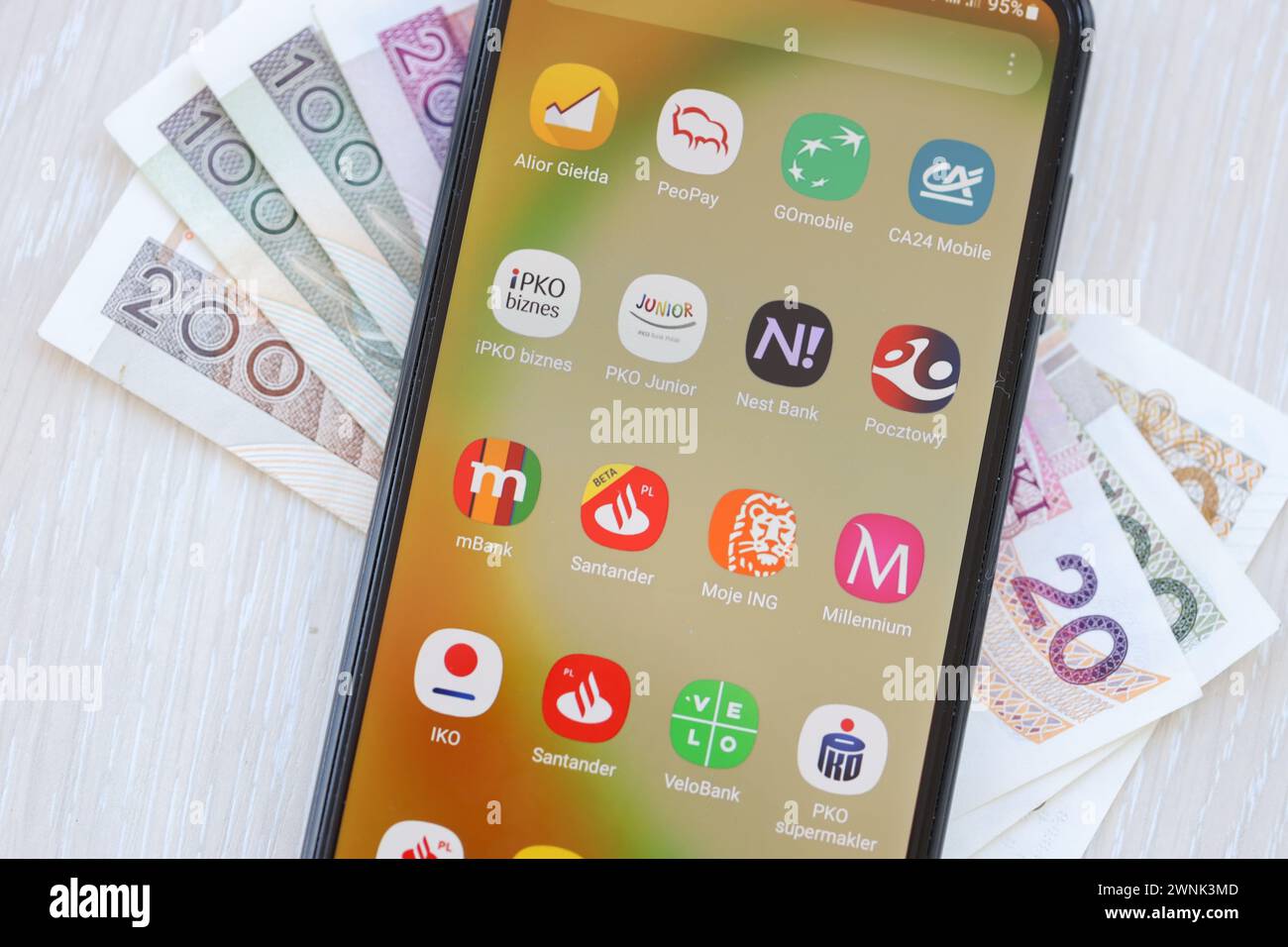 TERNOPIL, UKRAINE - AUGUST 3, 2023 Banking applications on screen of ...