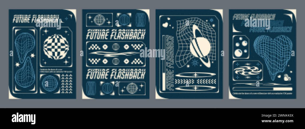 Y2k aesthetic poster design template with abstract grid acid liquid ...