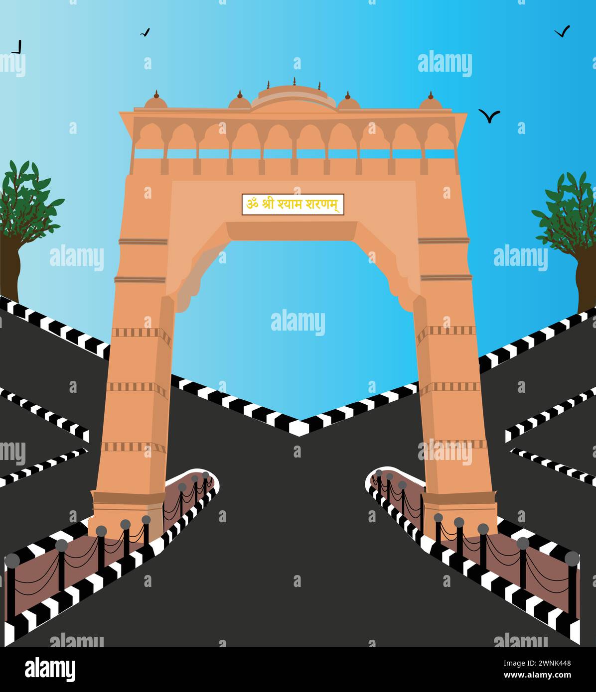 Khatu Shyam Temple Rajasthan Entry Gate Name Toran Dwar Vector Stock ...