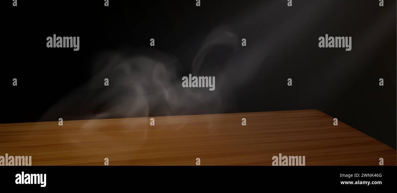 Wooden board with dust effect on black background. Vector realistic ...