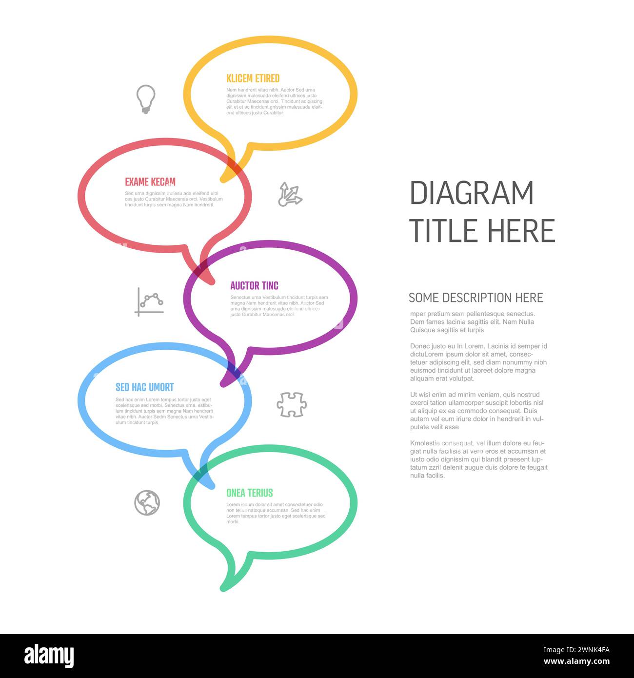 Vector process progress template diagram schema with five steps icons ...