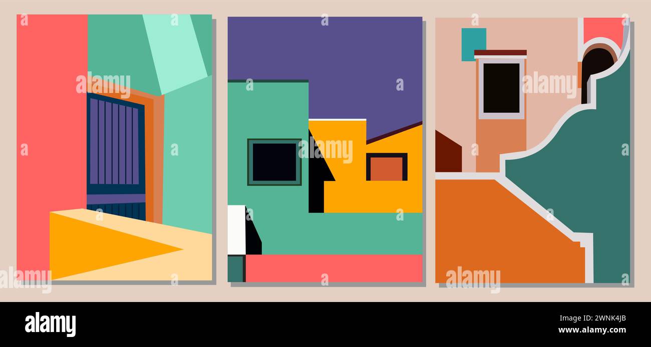 Set of abstract architectural vector art posters Stock Vector Image ...