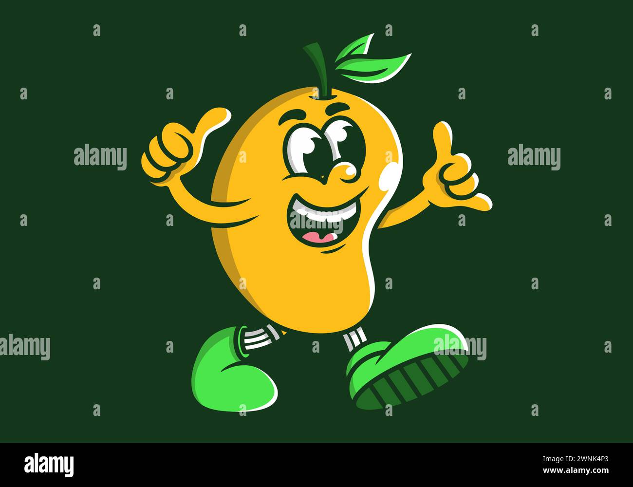 Cute mango mascot character cartoon in yellow color illustration design ...