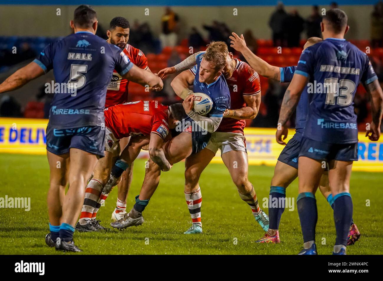 JACK ORMONDROYD & AMIR BOUROUH put a bone crunching tackle on the Hull ...