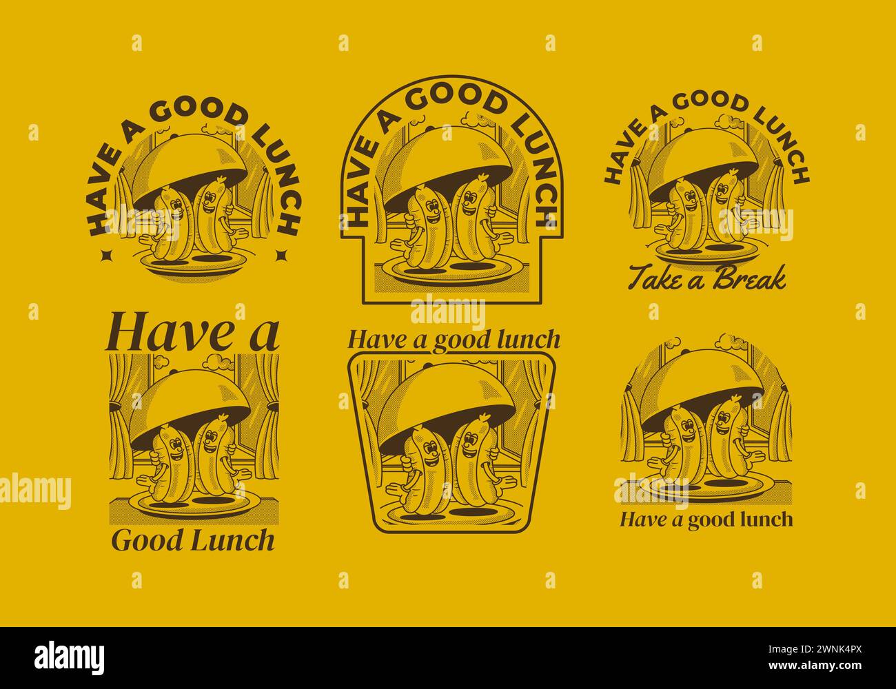 Have a good lunch. Mascot character illustration of two hot dog on the ...