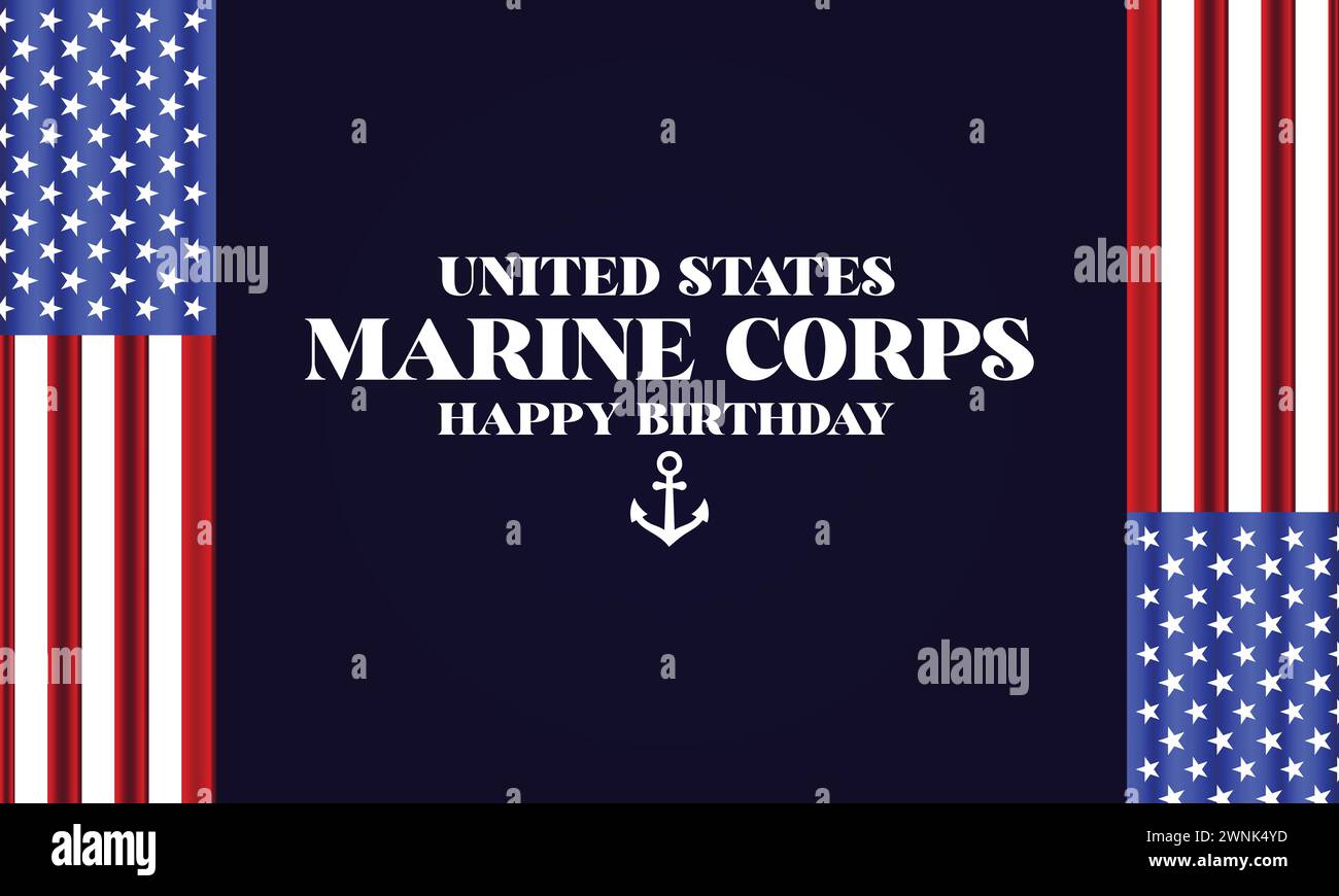 United states Marine Corps Happy Birthday Stylish text with usa flag ...