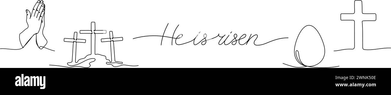 Christian Easter symbols one continuous line vector illustration Stock ...