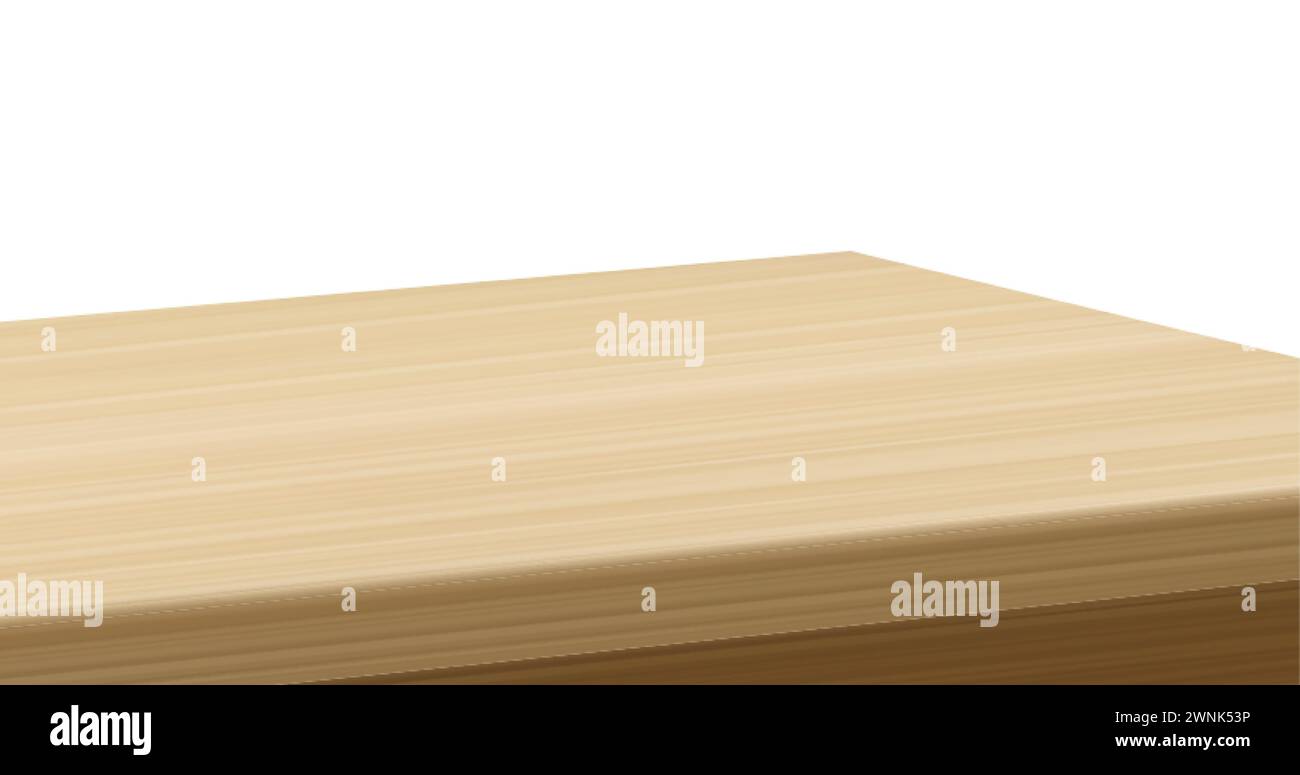 Light brown 3d table top with wooden texture surface isolated on white ...