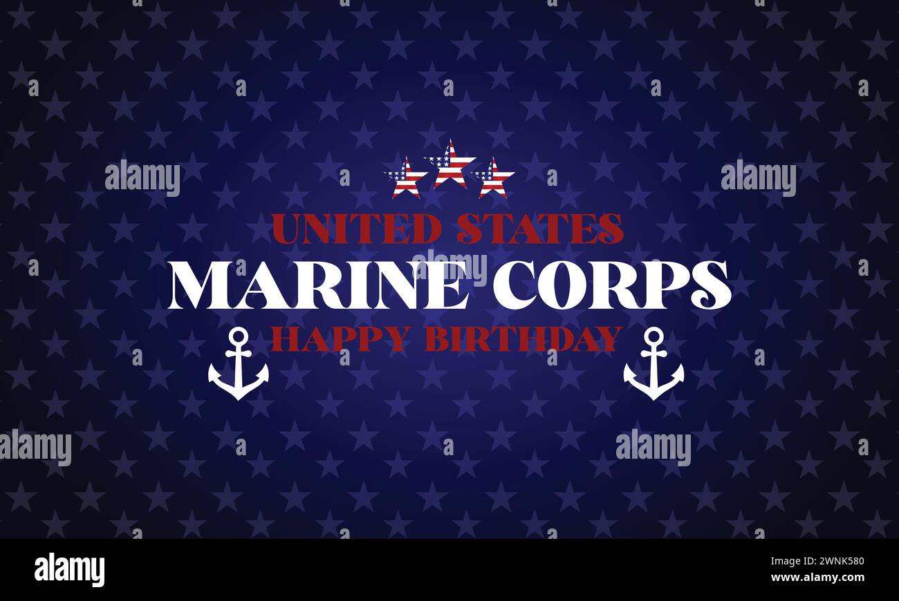 United states Marine Corps Happy Birthday Stylish text with usa flag ...
