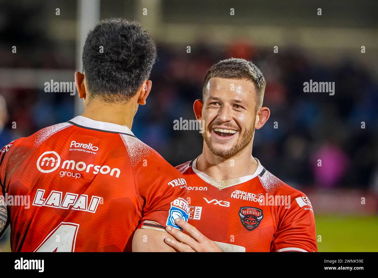 Tim Lafai & Cade Cust post game. Salford Red Devils Vs Hull KR ...