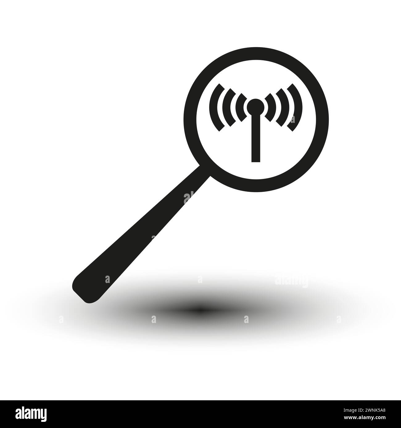 Magnifying glass searching for WiFi signal. Network connectivity ...