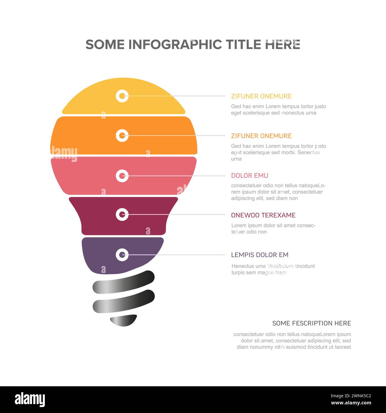 idea infographic template - light bulb icon made from red stripes with ...