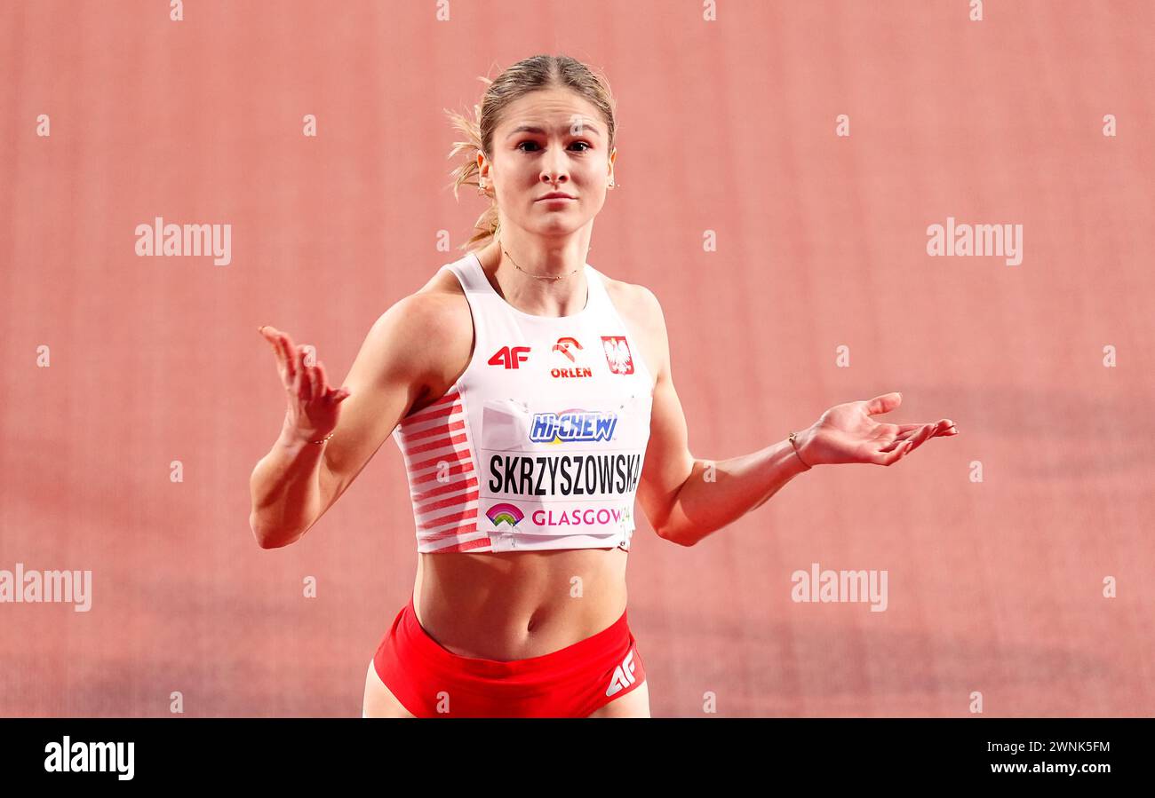 Poland's Pia Skrzyszowska in action in the Women's 60m Hurdles heats ...