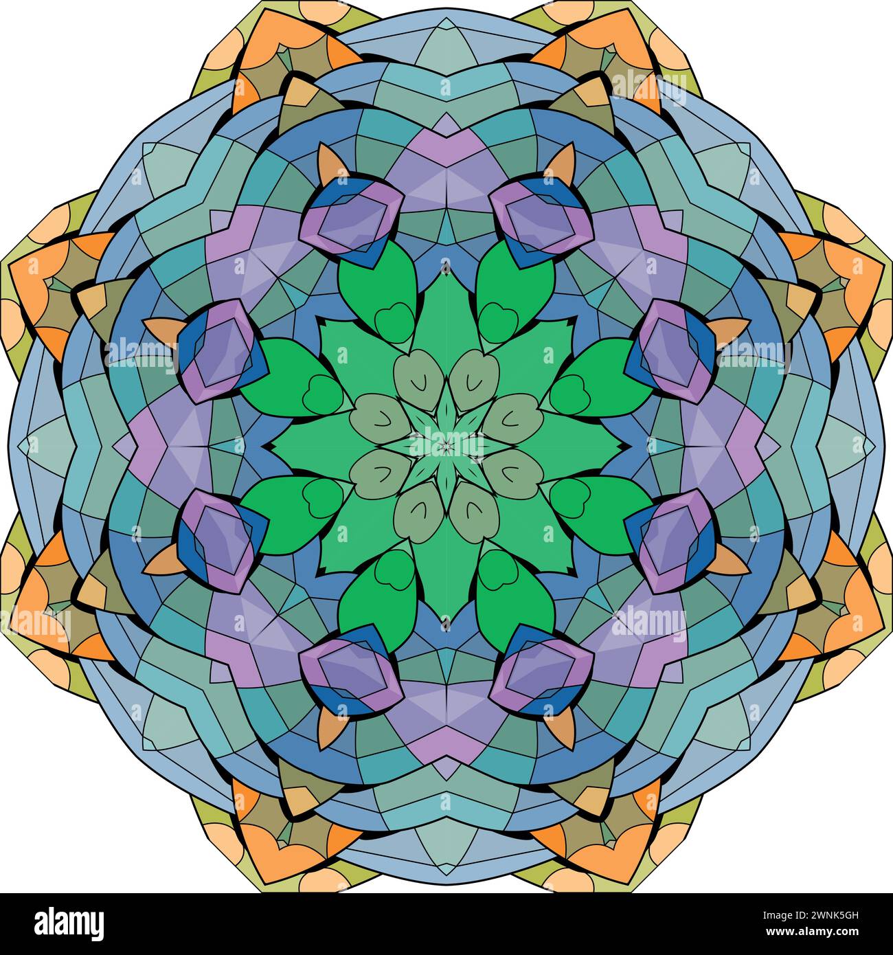 Decorative round ornaments. Unusual flower shape. Oriental vector, Anti ...