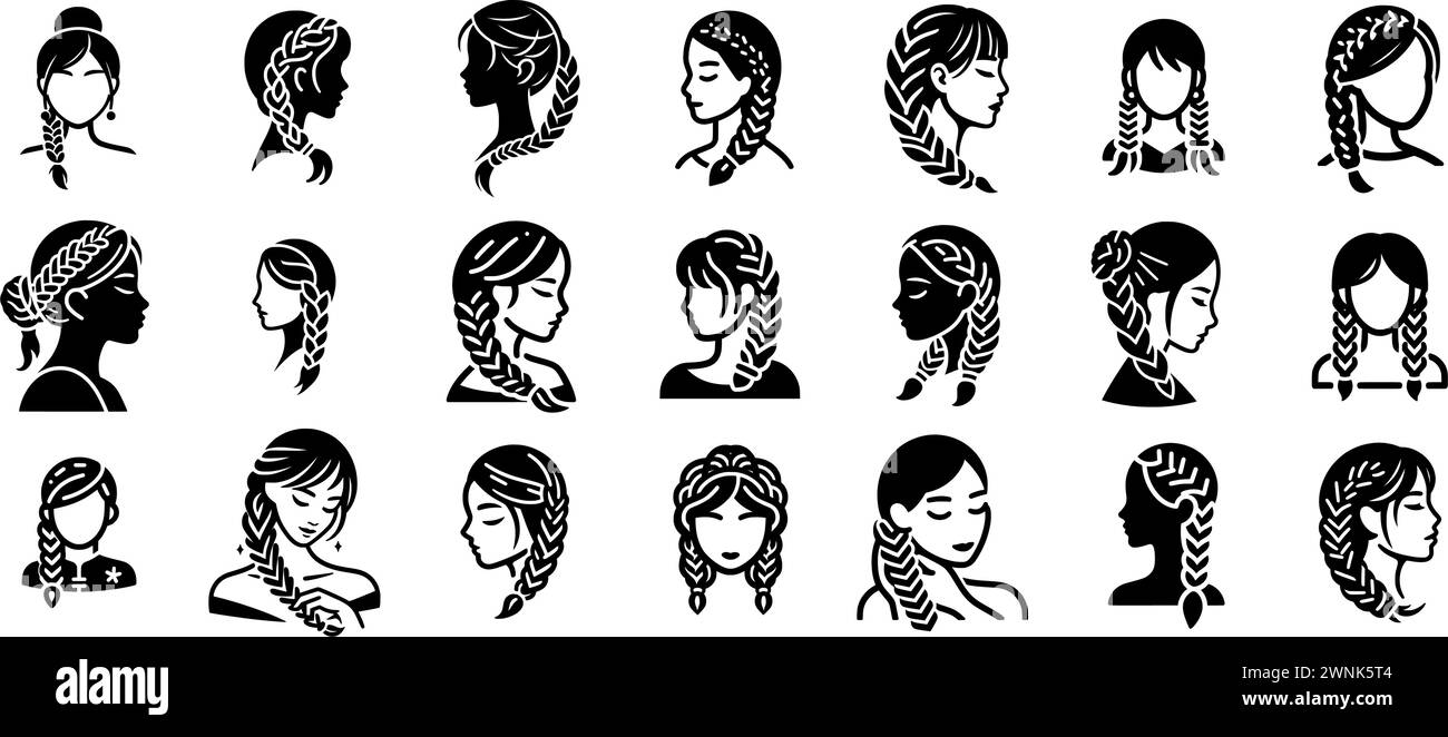Braided hair bun Stock Vector Images - Alamy