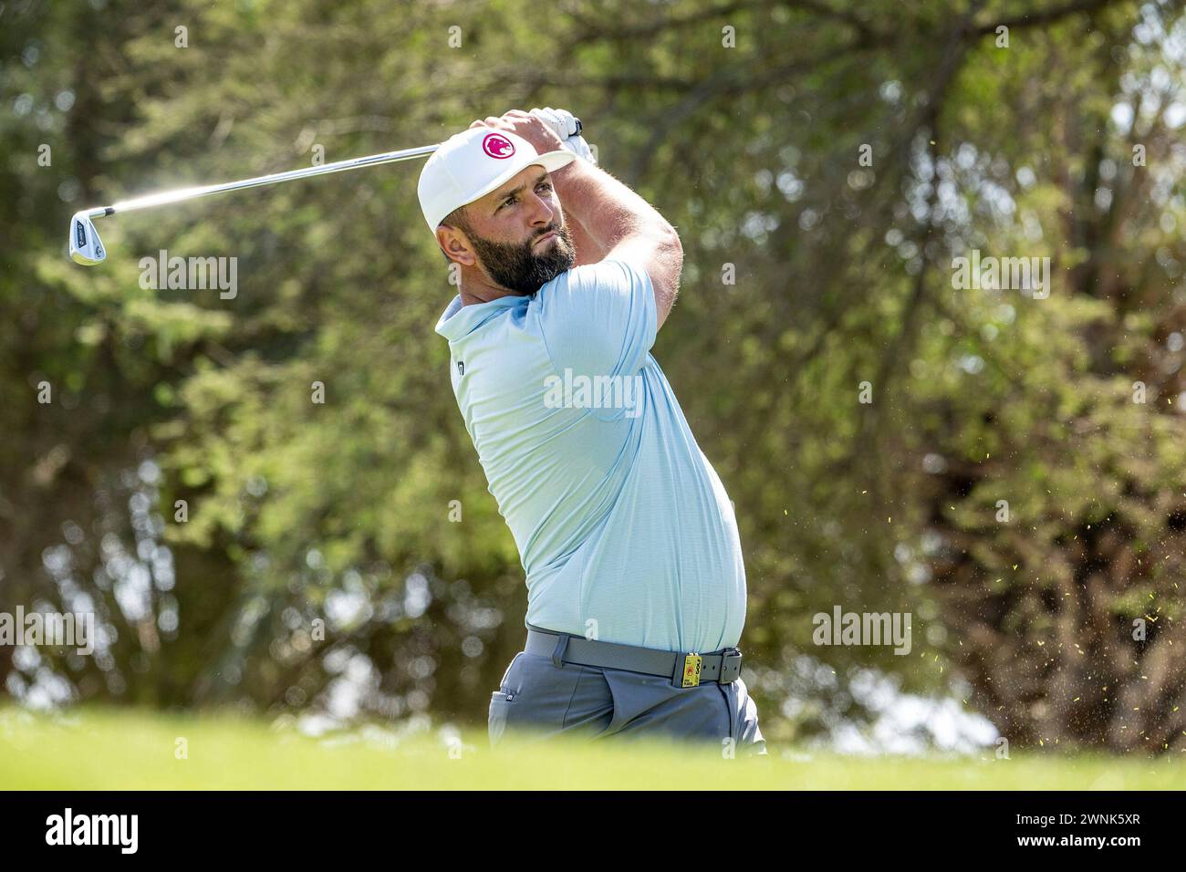 Captain Jon Rahm of Legion XIII GC hits his shot from the third tee ...