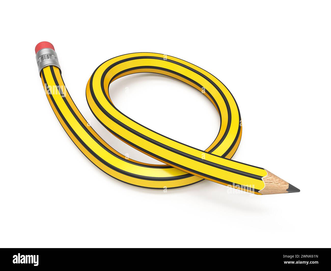 Bent pencil 3D rendering illustration isolated on white background ...
