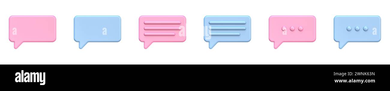 Collection of rectangular speech bubbles 3D rendering illustration ...