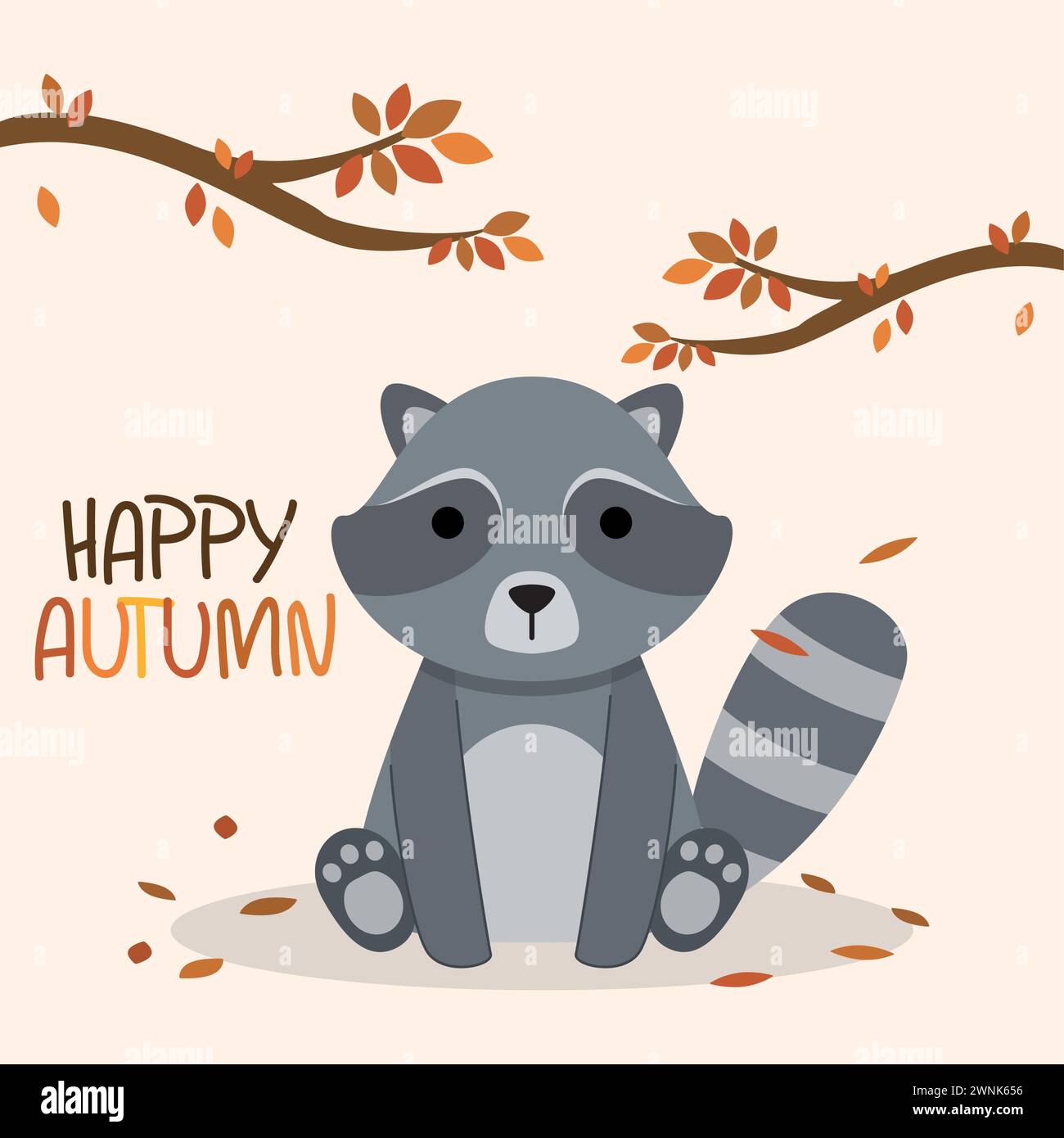 Cute raccoon autumn animal character Vector Stock Vector Image & Art ...