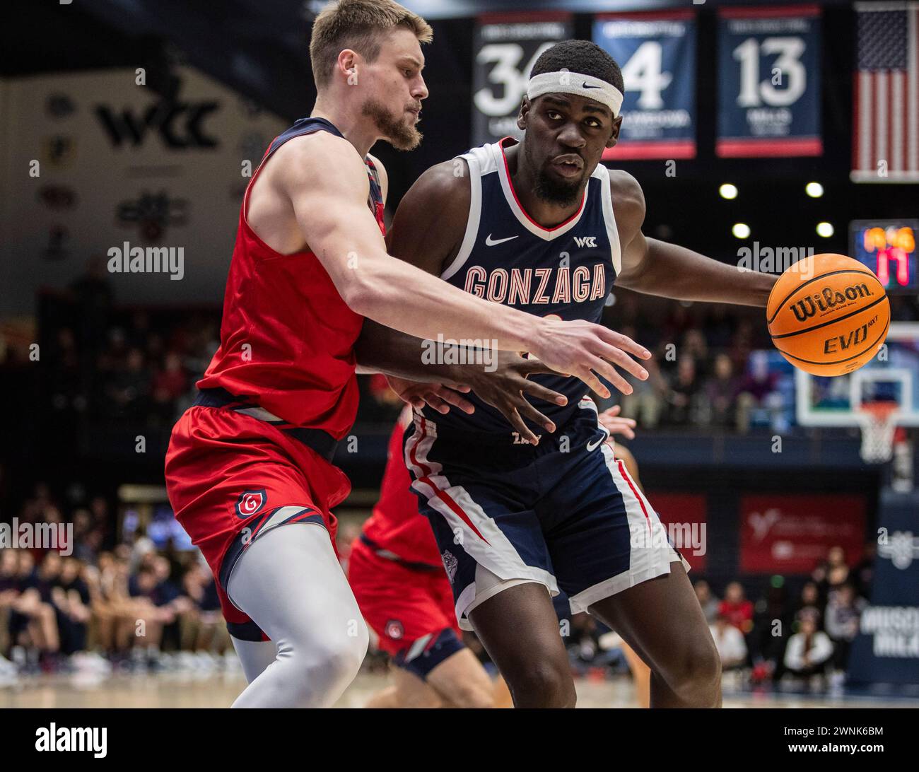 March 02 2024 Moraga, CA U.S.A. Gonzaga forward Graham Ike (13)drives ...