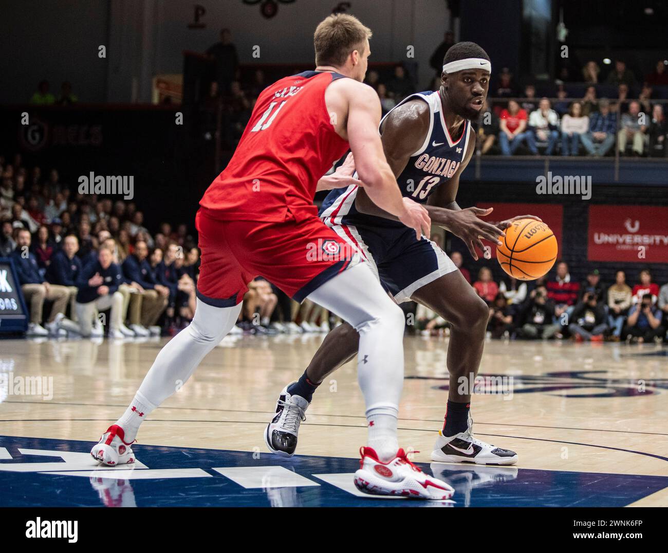 March 02 2024 Moraga, CA U.S.A. Gonzaga forward Graham Ike (13)goes to ...