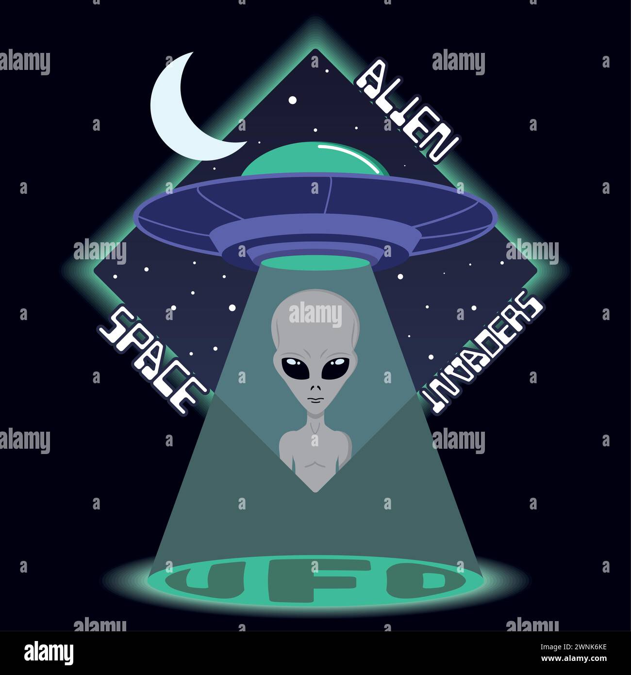Sci fi ufo alien sticker Vector Stock Vector Image & Art - Alamy