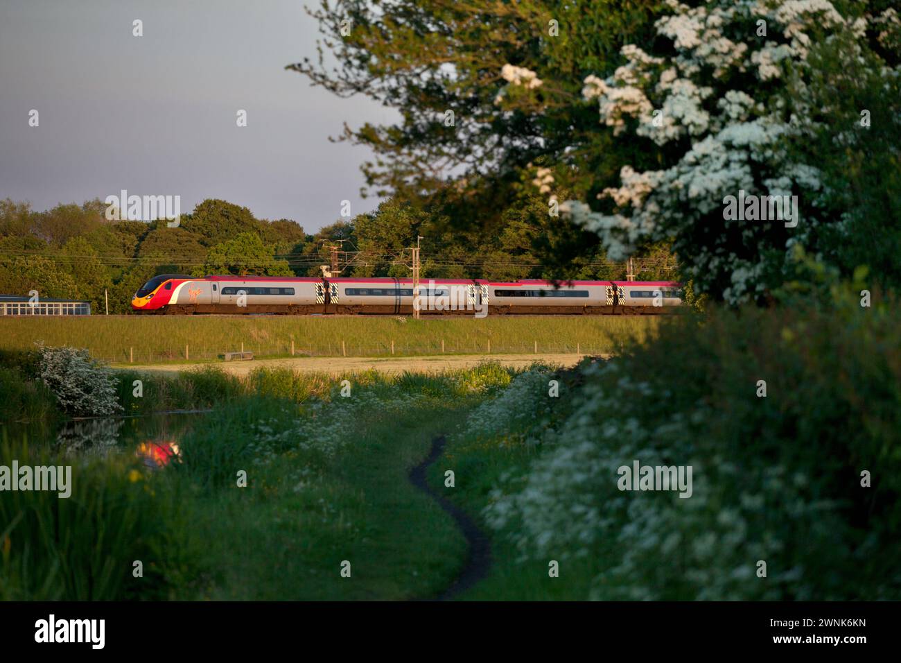 A Virgin trains west coast pendolino train on the west coast main line ...