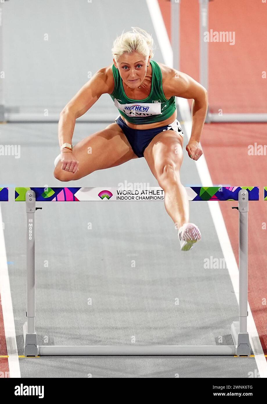 Republic of Ireland's Sarah Lavin in action in the Women's 60m Hurdles ...
