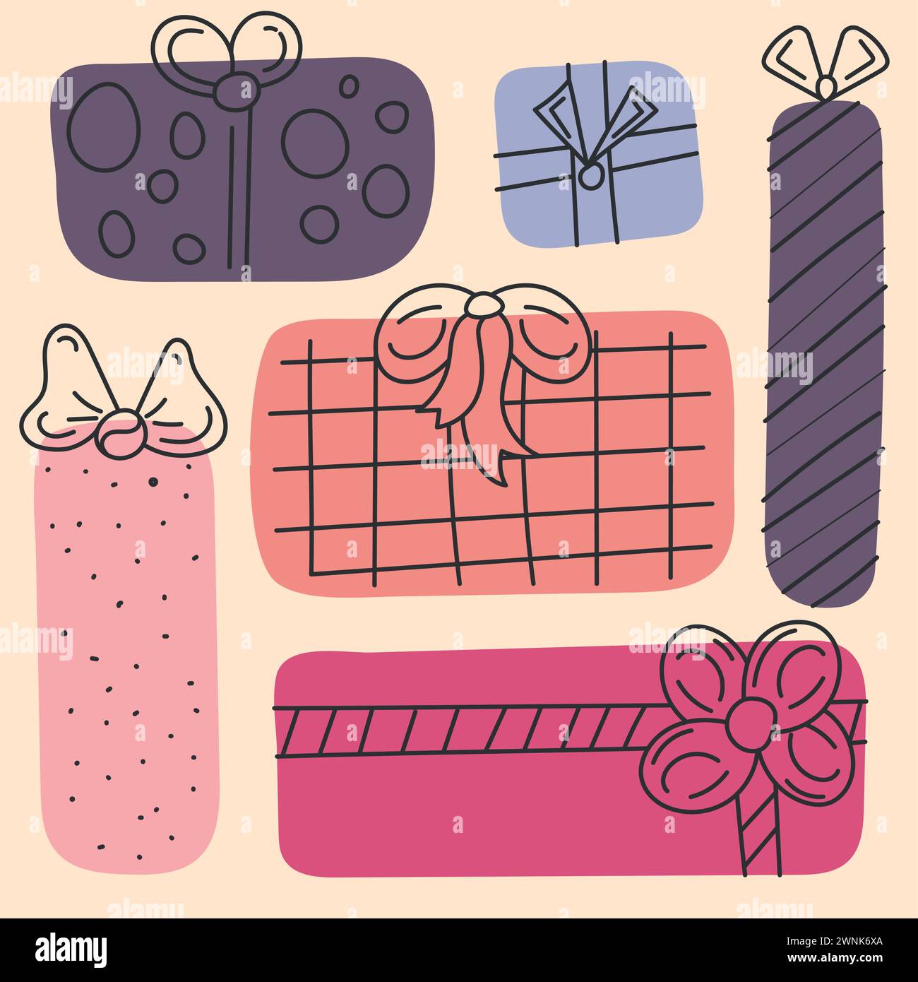 Gift boxes wallpaper Hand Drawn Vector Stock Vector Image & Art - Alamy