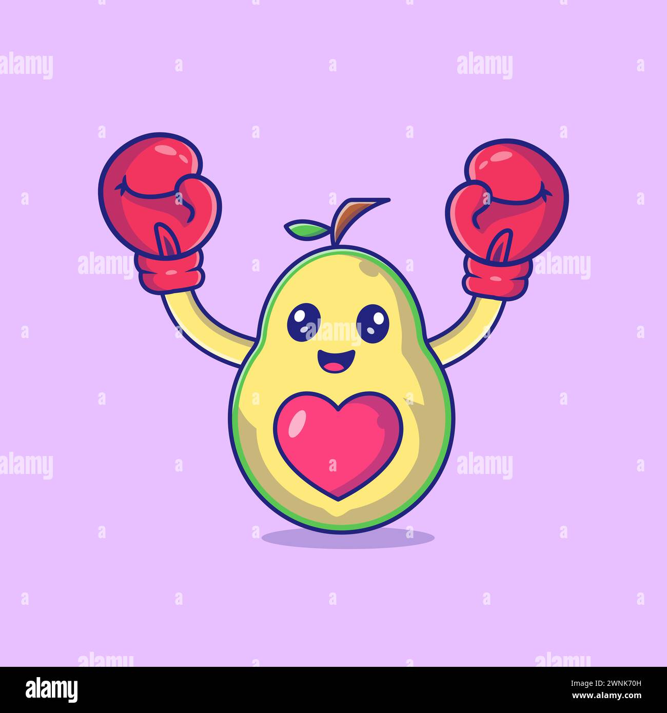 Cute Avocado Holding Boxing Gloves Character Vector Icon Illustration Stock Vector Image And Art