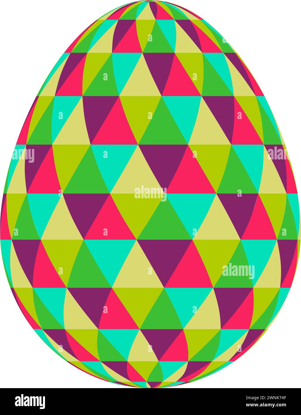 Realistic 3D egg decorated with colored triangles pattern drawing for ...