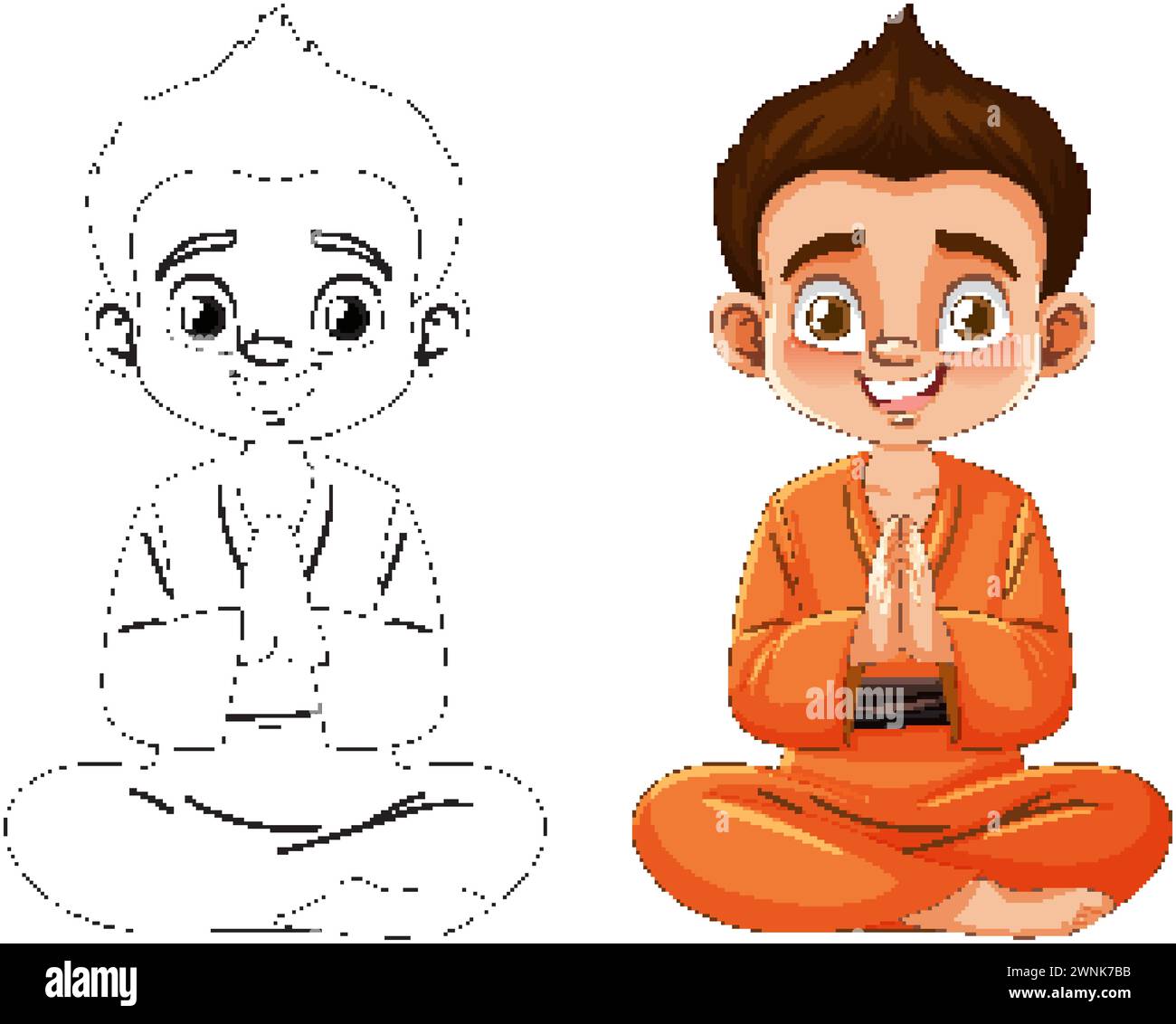 Colorful and line art of a meditating boy Stock Vector Image & Art - Alamy