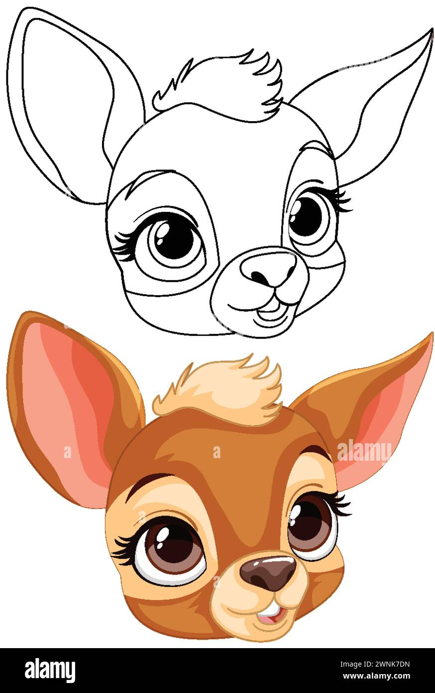 Vector illustration of a fawn, outlined and colored Stock Vector Image ...