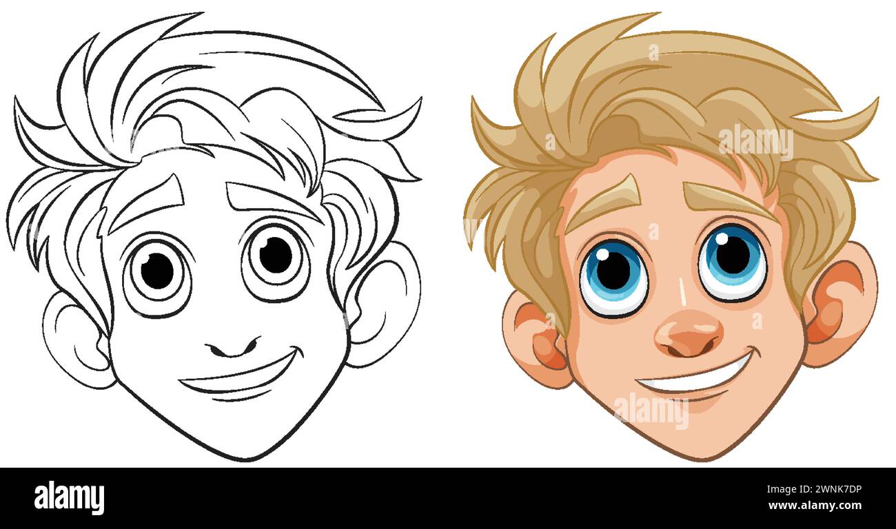 Two stages of a boy character illustration Stock Vector Image & Art - Alamy