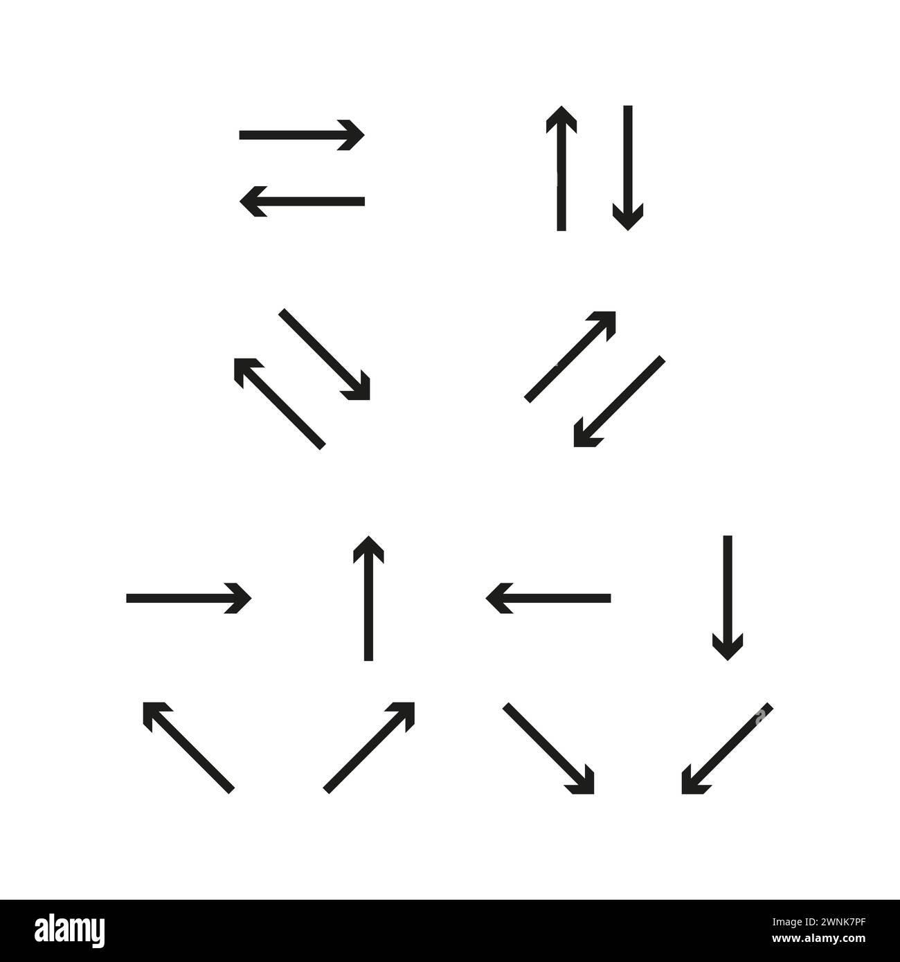 Direction arrow set. Simple graphic signs. Up, down, choice. Vector illustration. EPS 10 Stock ...
