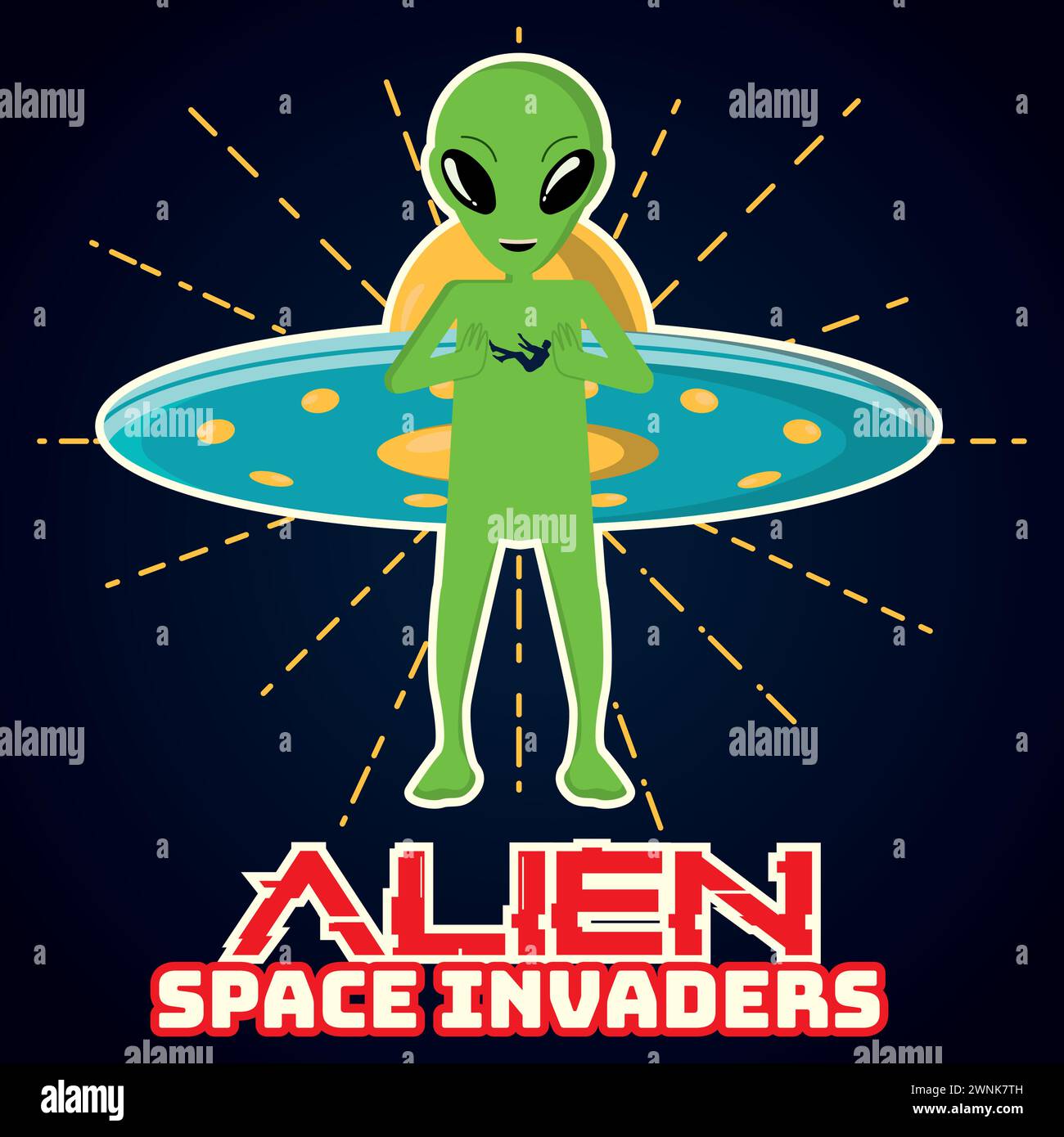 Sci fi ufo alien sticker Vector Stock Vector Image & Art - Alamy