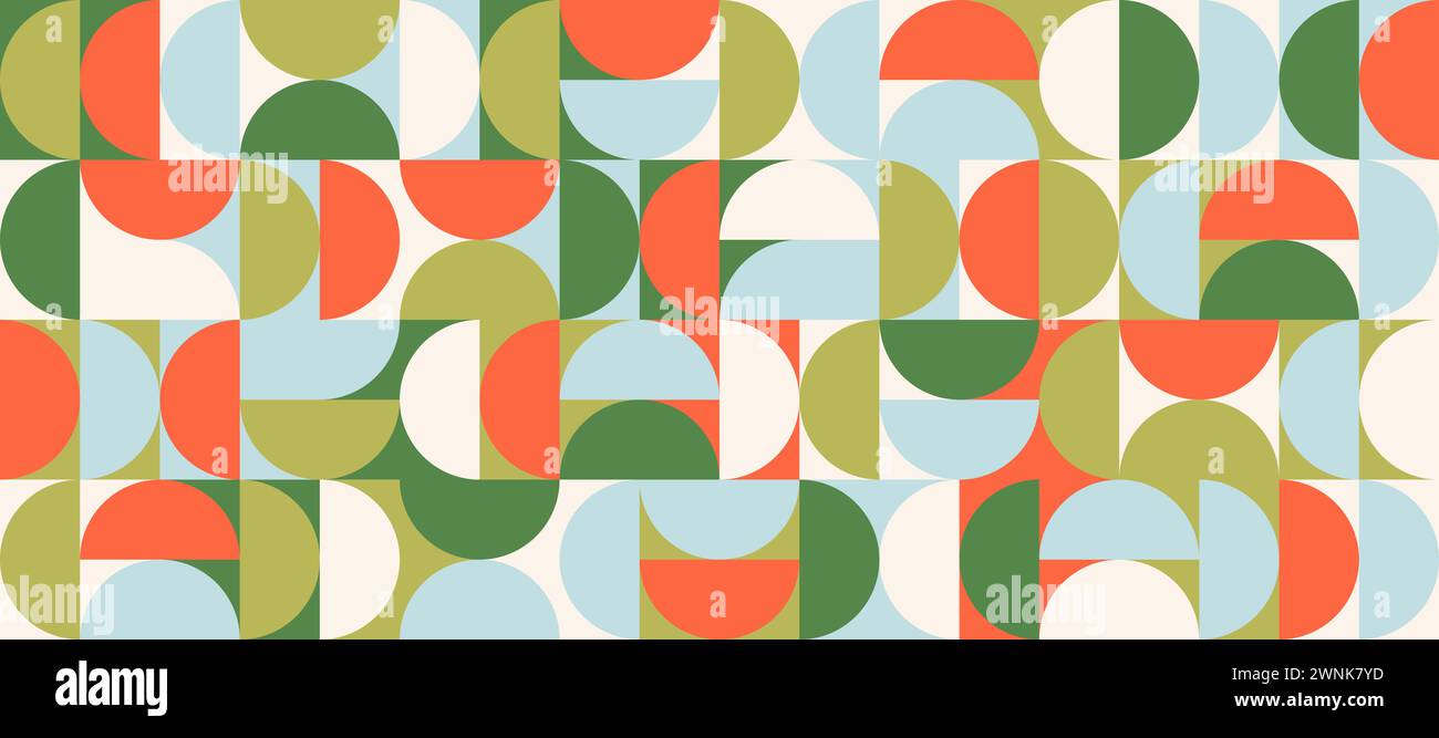 Bright Semicircle Seamless Pattern Abstract Geometric Half Circle And