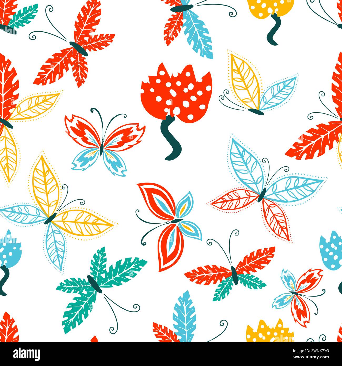 Seamless pattern of simple cute butterflies. hand drawing. Not AI ...