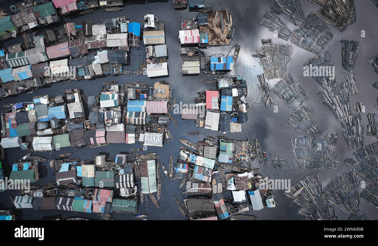 Lagos. 2nd Mar, 2024. This aerial drone photo taken on March 2, 2024 ...