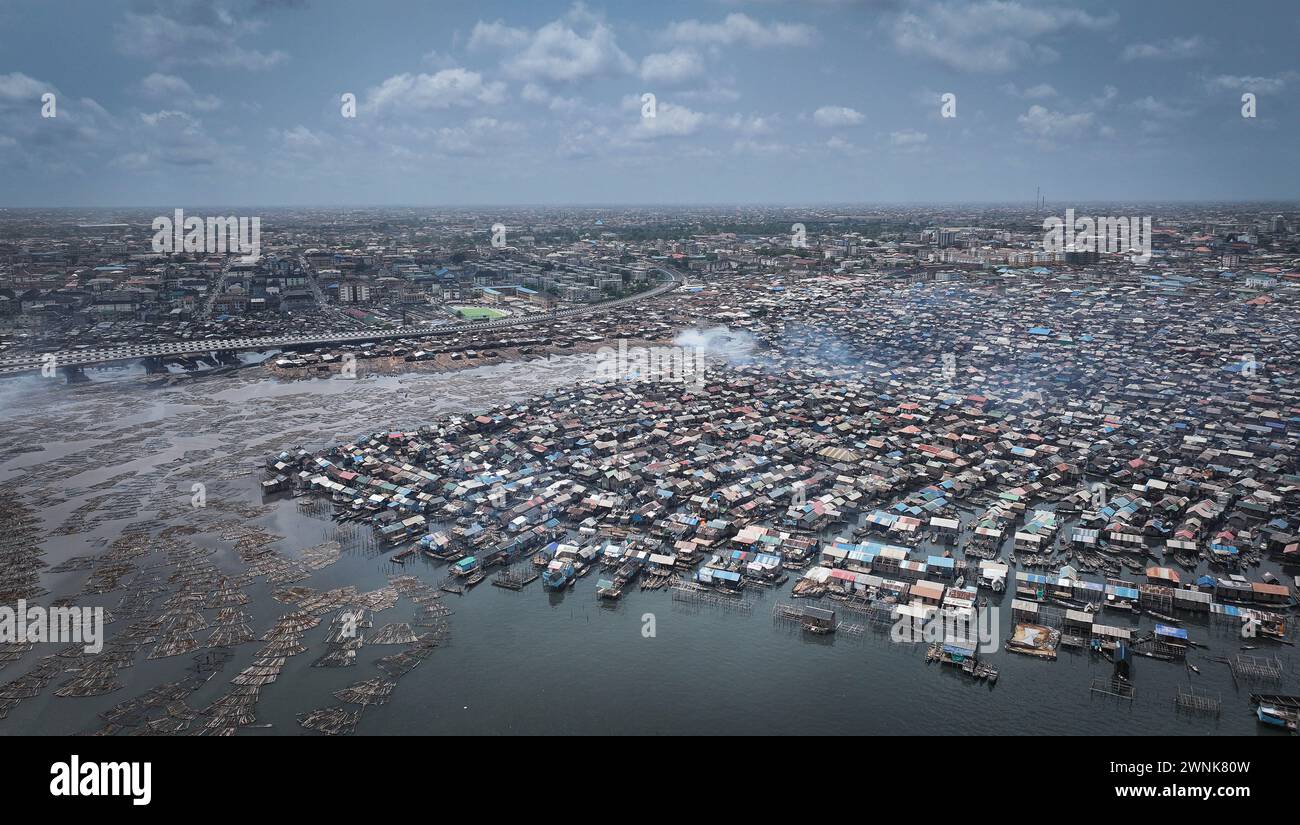 Lagos. 2nd Mar, 2024. This aerial drone photo taken on March 2, 2024 ...