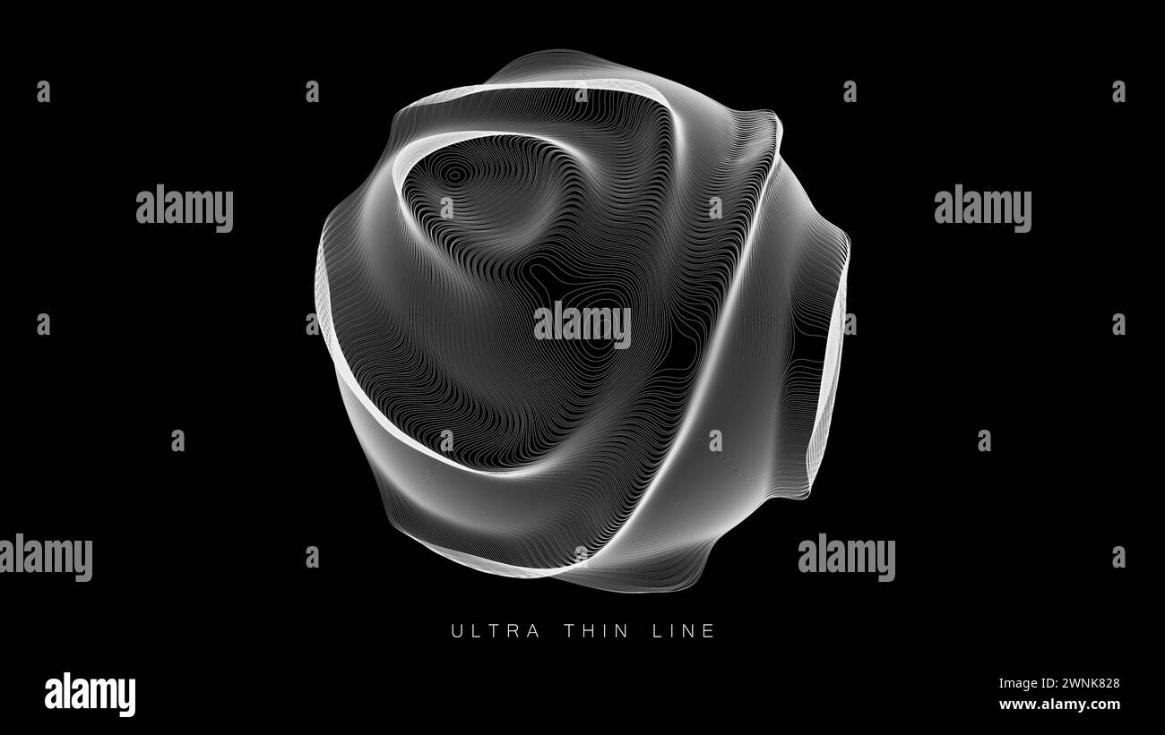 Ultra thin line fluid geometry. Dynamic vector distorted spheres Stock ...