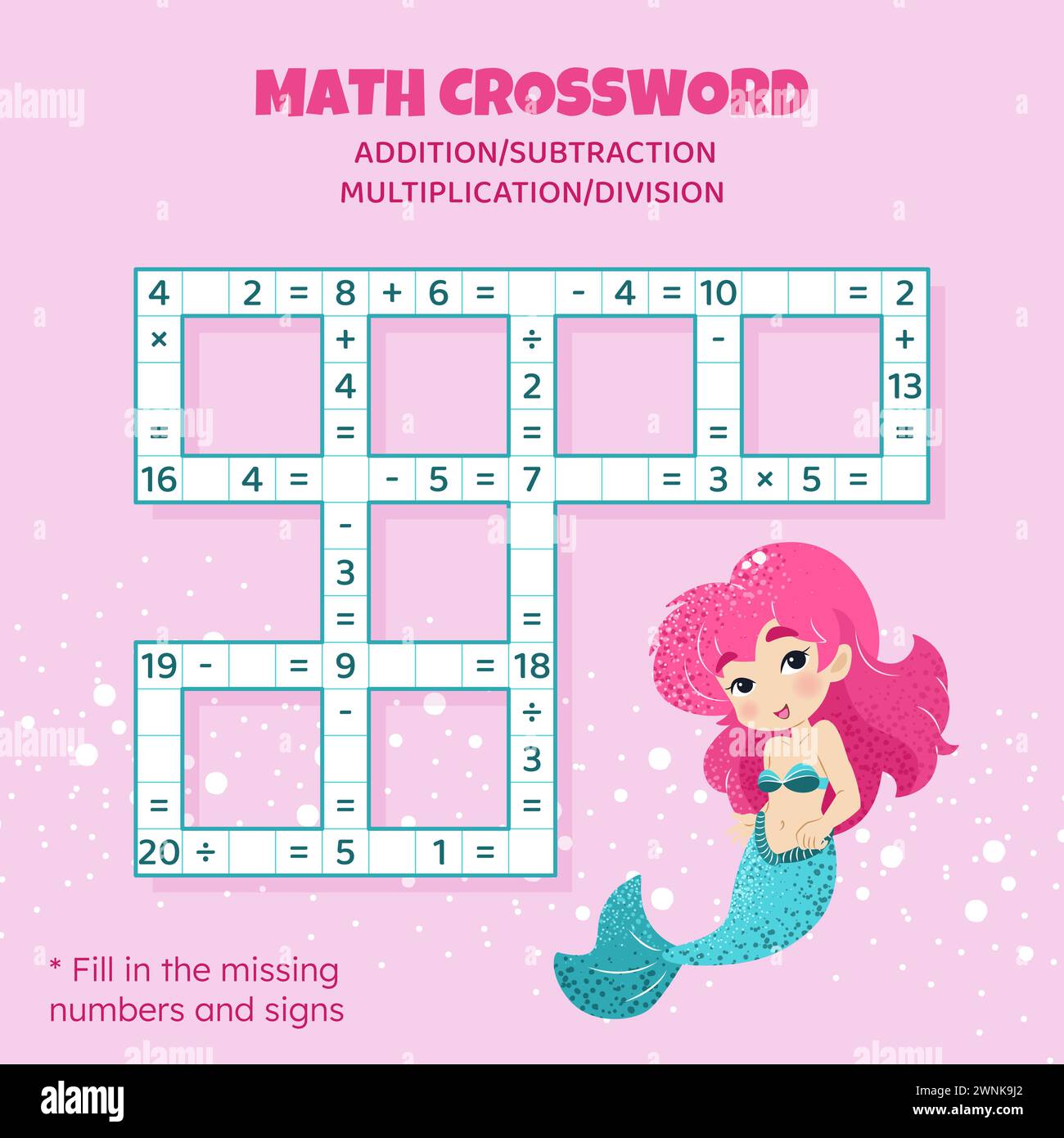 Math Crossword. Addition, subtraction, multiplication and division ...