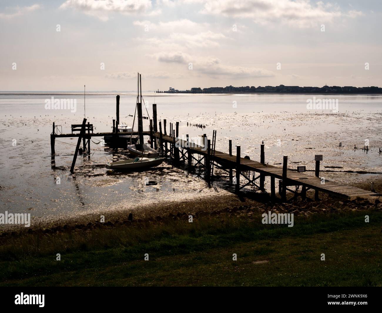 Jetty of harbour of Steenodde on Amrum island, North Frisia, Schleswig ...
