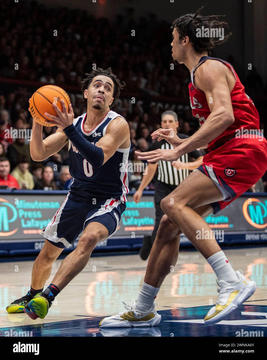 March 02 2024 Moraga, CA U.S.A. Gonzaga guard Ryan Nembhard (0)drives ...