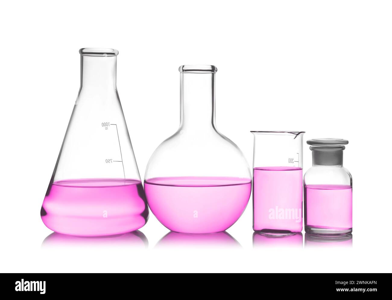 Conical flask with green liquid Cut Out Stock Images & Pictures - Alamy