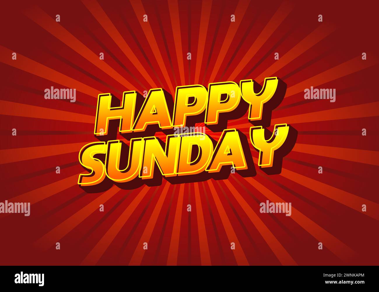 Happy sunday. Text effect design in 3D effect with eye catching color ...
