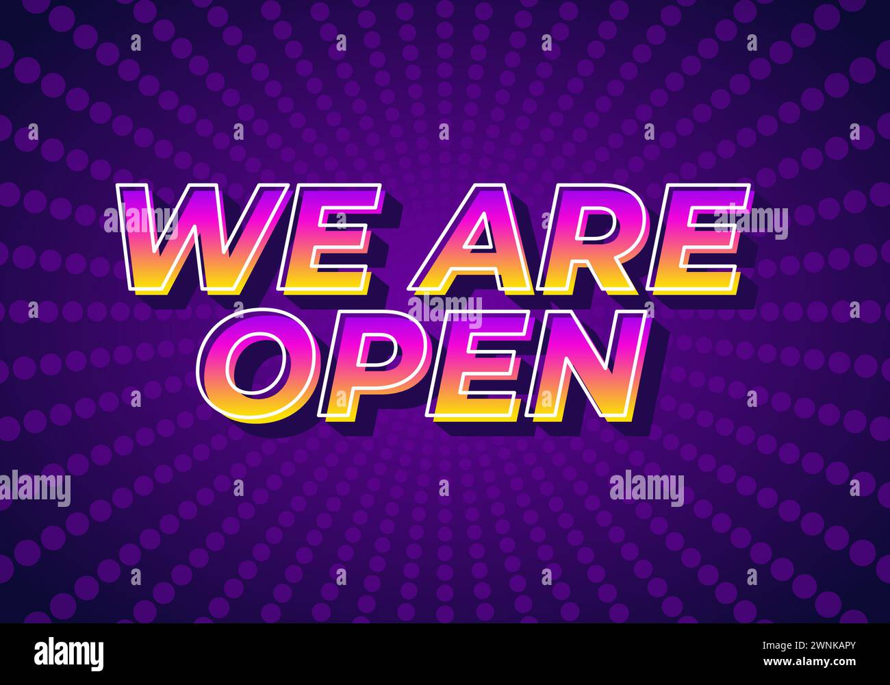 We are open. Text effect design in 3D look effect with eye catching ...